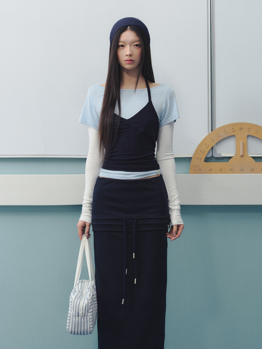 LLDC 'MODERN PREPPY' Addy Two-Piece Top Set [Navy] – LaLuneDuCiel