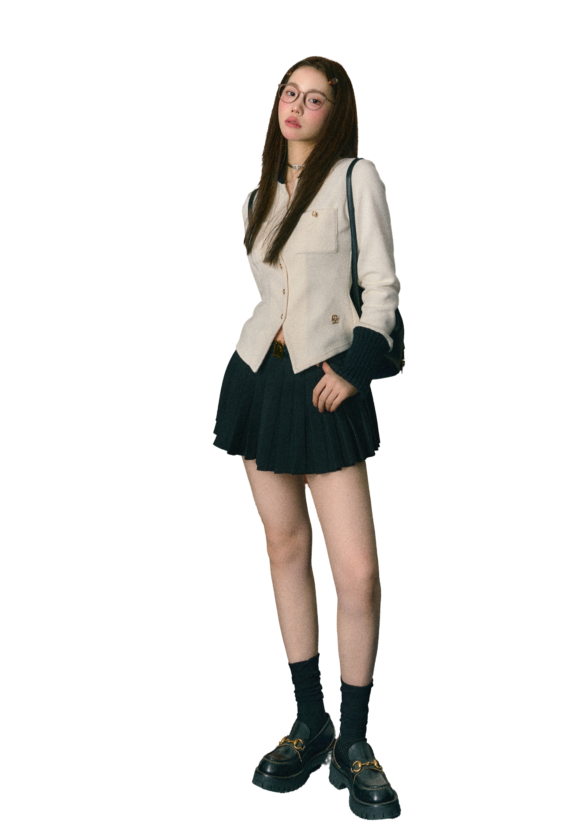 Lldc Missy Missy Embellished Cardigan And Pleated Skirt Set Laluneduciel