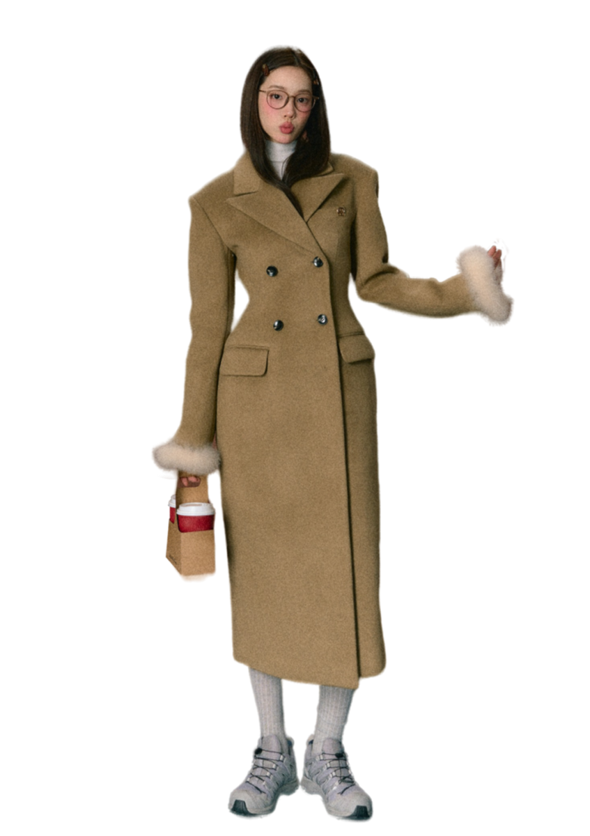 LLDC Detachable Faux Fur Woolen Long Coat [2COLOR] – LaLuneDuCiel